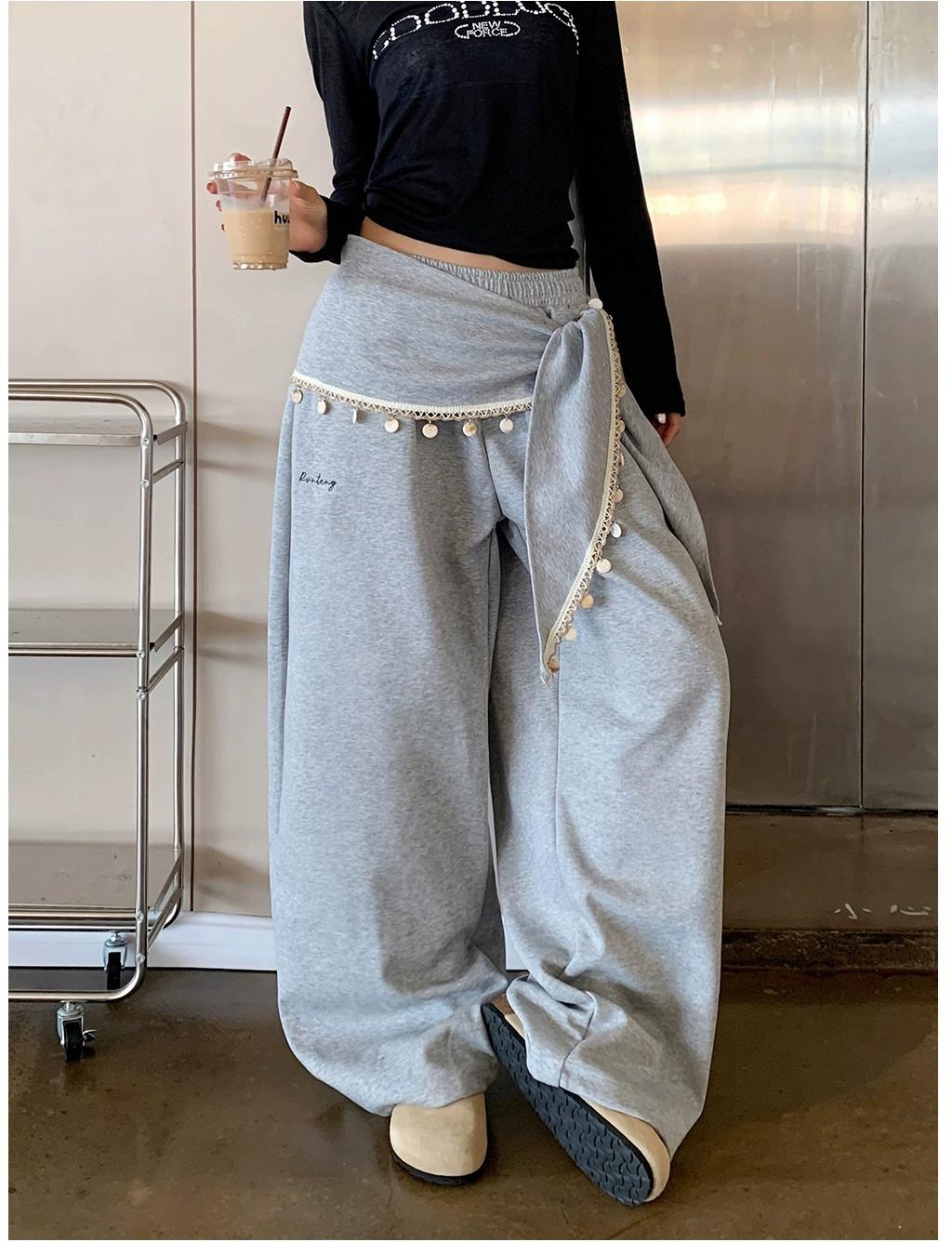 Vintage Lace Layered Sweatpants - Autumn Pants – tutufox